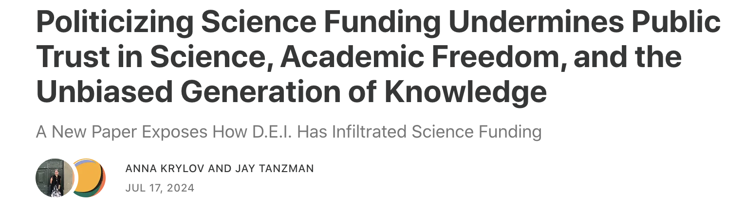 More ideology in science: DEI infects the process for handing out ...