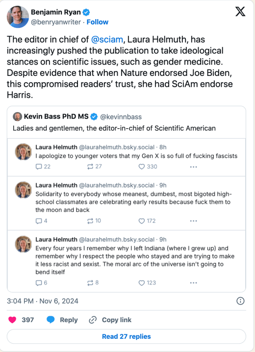 Laura Helmuth “apologizes” – Why Evolution Is True